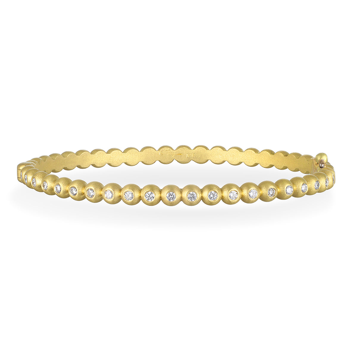 18 Karat Gold Diamond Hinged Oval Granulation Bead Bangle – Faye Kim ...