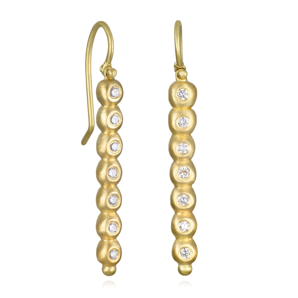 18 Karat Gold Diamond Granulation Bead Line Earrings – Faye Kim Designs