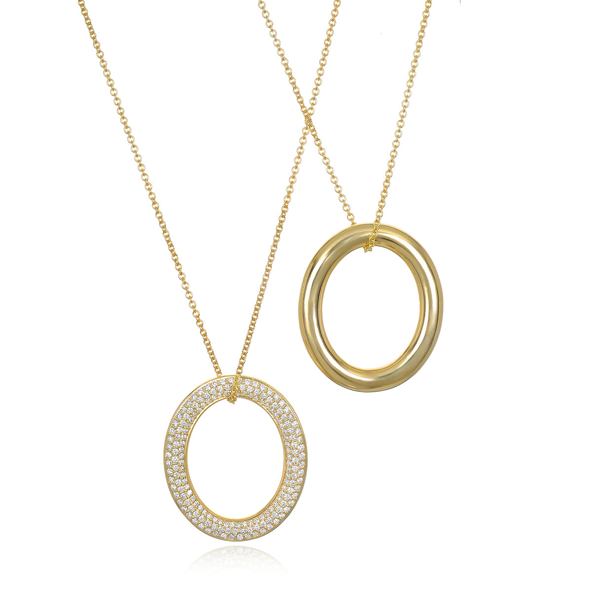 18 Karat Gold Oval Micro Pave Diamond Reversible Pendant – Faye Kim Designs